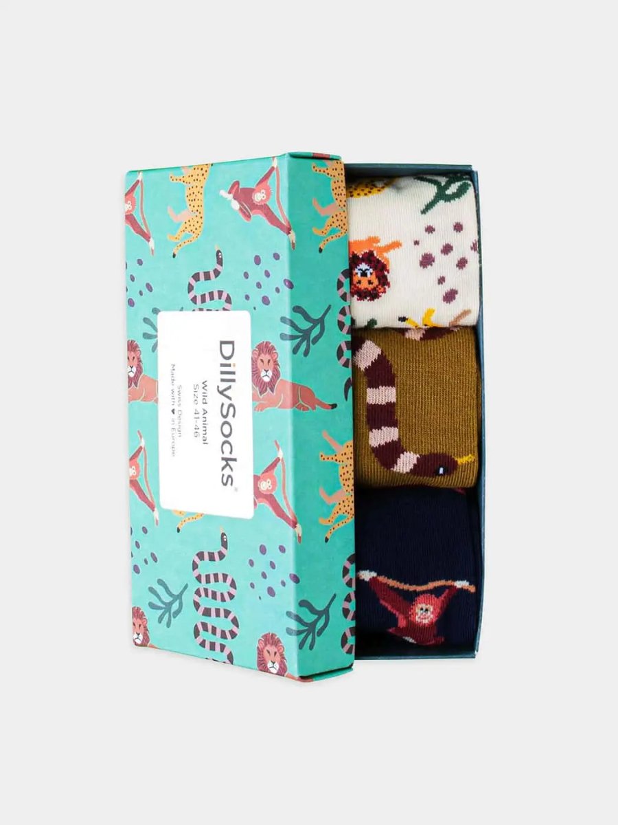 Geschenkboxen | Wild Animal (3er Box) | DillySocks® Official